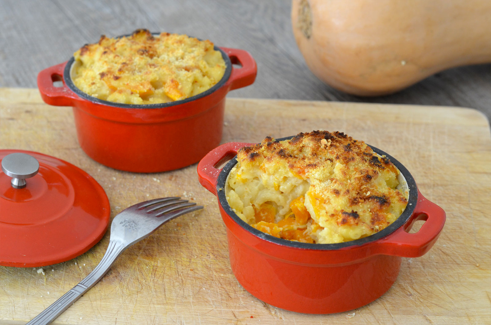 Idée repas enfant : Gratin de coquillettes à la courge butternut